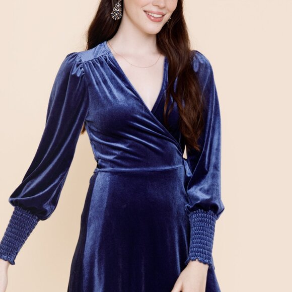 Francesca's Collections | Dresses | Francesca Blue Velvet Anne Wrap ...